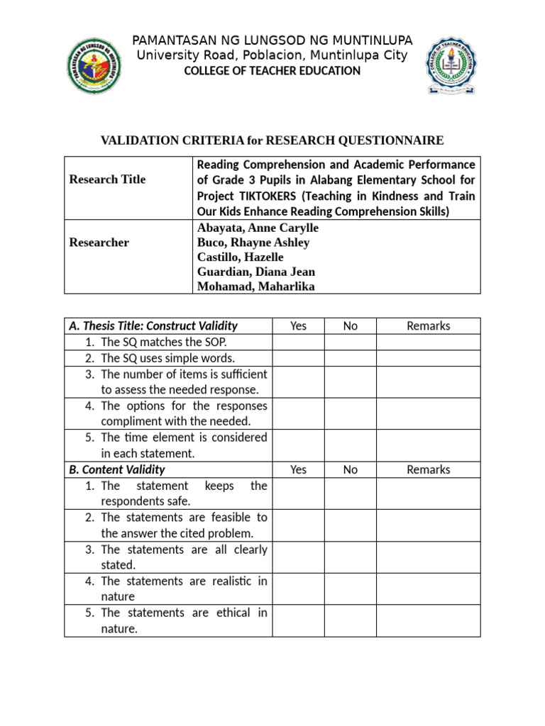 Research Tool Validation Project Tiktokers Pdf