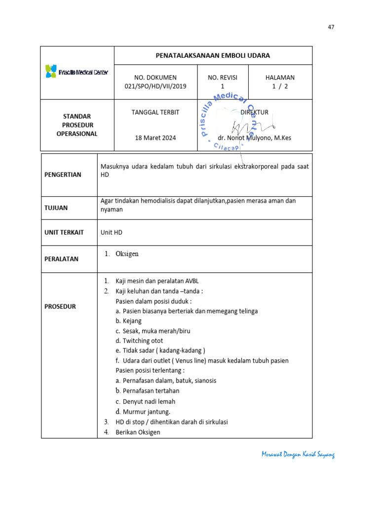 021 Spo Penatalaksanaan Emboli Udara | PDF