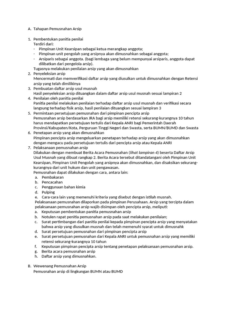 Proses Pemusnahan Arsip yang Efektif | PDF | Hukum