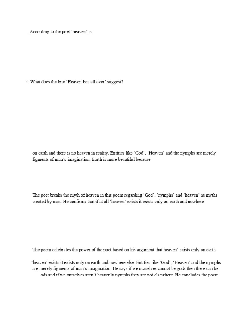Heaven Exists on Earth: A Poetic Exploration | PDF | Heaven | Poetry