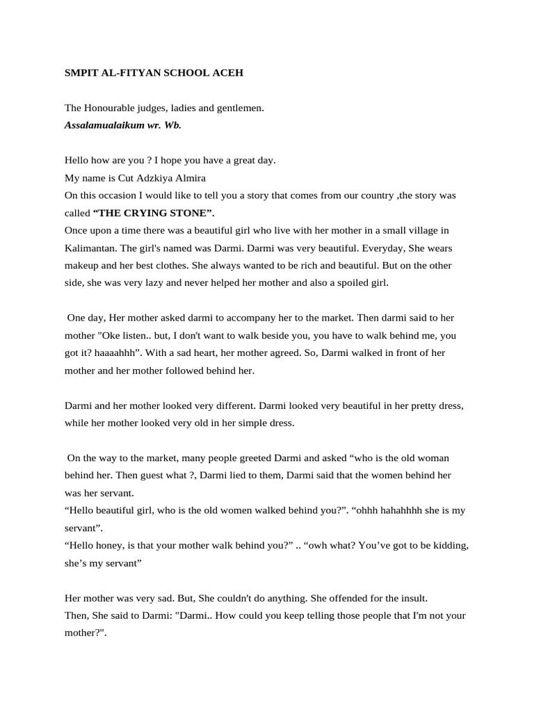 The Crying Stone (Story Telling) | PDF