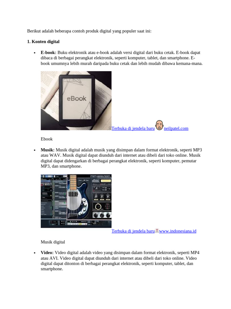 Berikut Adalah Beberapa Contoh Produk Digital Yang Populer Saat Ini | PDF