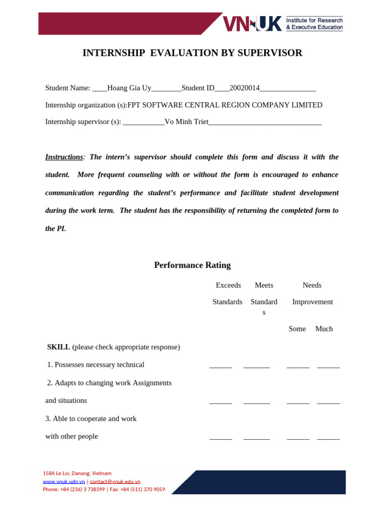 Cse Evaluation Internship Evaluation by FPT Software | PDF