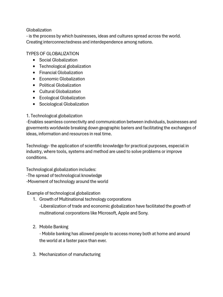 Globalization Reviewer TCW | PDF