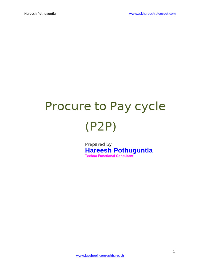 Procure to Pay Cycle by Hareesh Pothuguntla | PDF