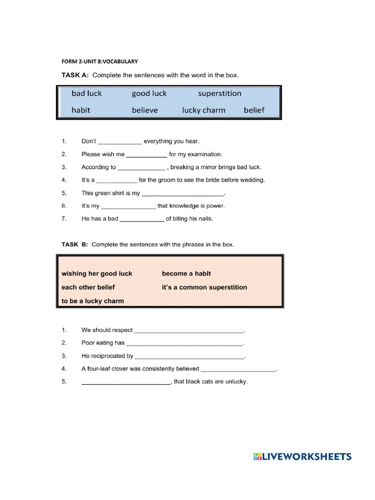 Unit 8 Good Luck Bad Luck | PDF