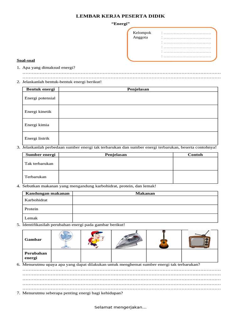 LKPD Energi 2 (bentuk-bentuk energi) | PDF LKPD Energi 2 (bentuk-bentuk energi) | PDF