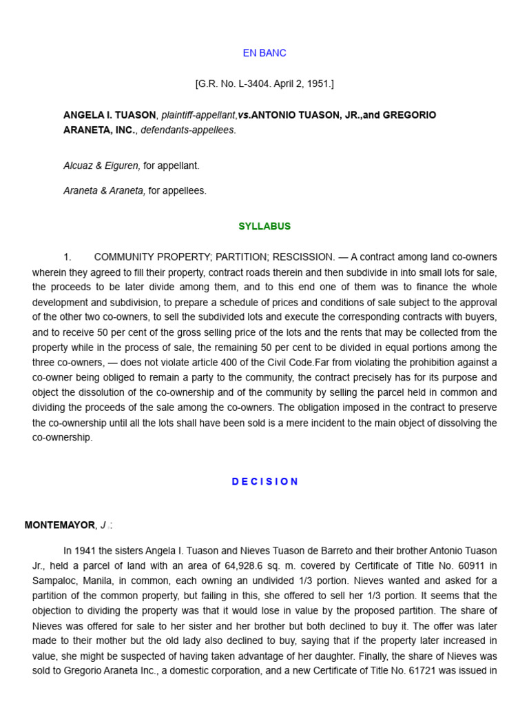 064 Tuason v. Tuason, JR | PDF