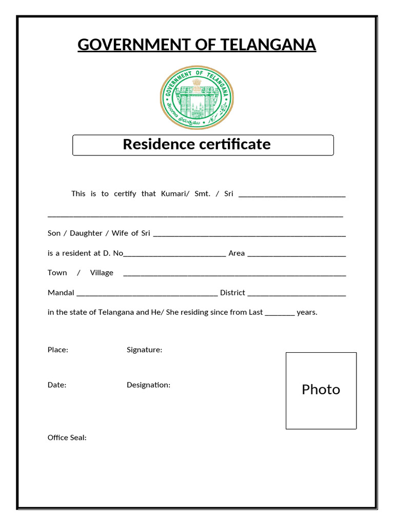 Residential Certificate For TG | PDF