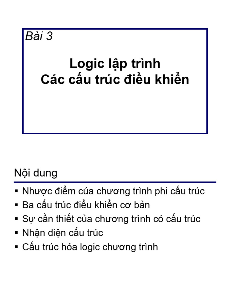 Bài 03 - Logic lập trình - Các cấu trúc điều khiển | PDF