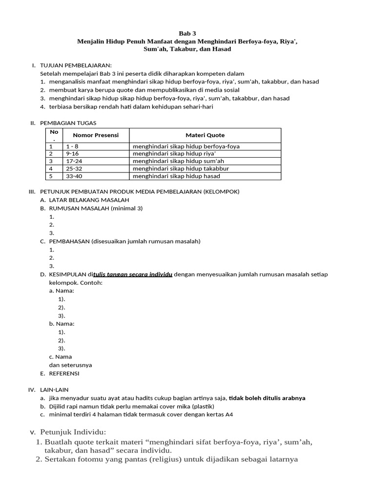 LKPD Bab 3 Kelas X Menjalin Hidup Penuh Manfaat Dengan Menghindari ...