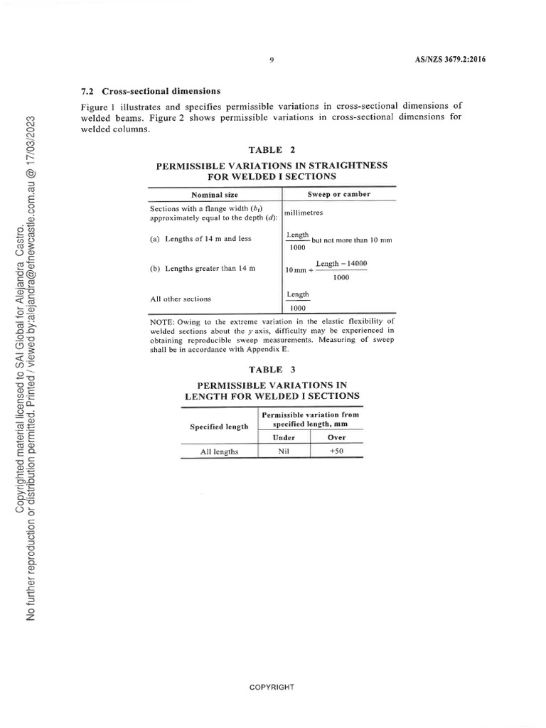 As-NZS - 3679.2-2016 Structural Steel Welded I Sections | PDF