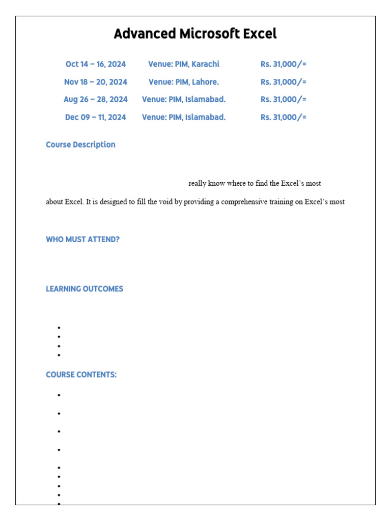 Advanced Microsoft Excel | PDF