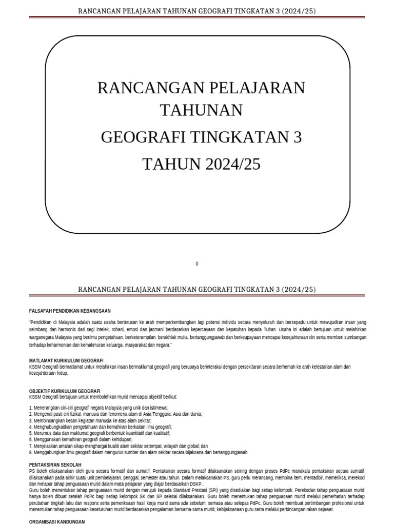 Rpt Geografi Kssm Tingkatan 3 2023 | PDF