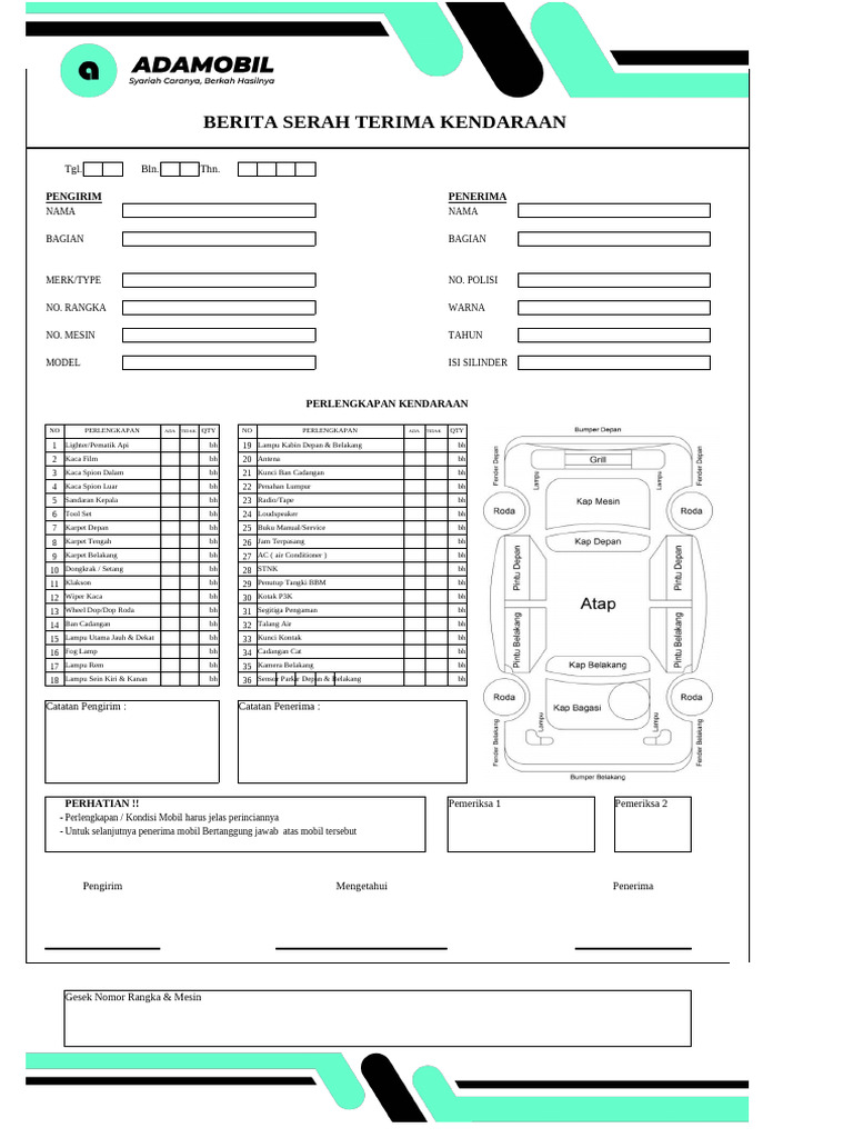 Formulir Serah Terima Mobil | PDF