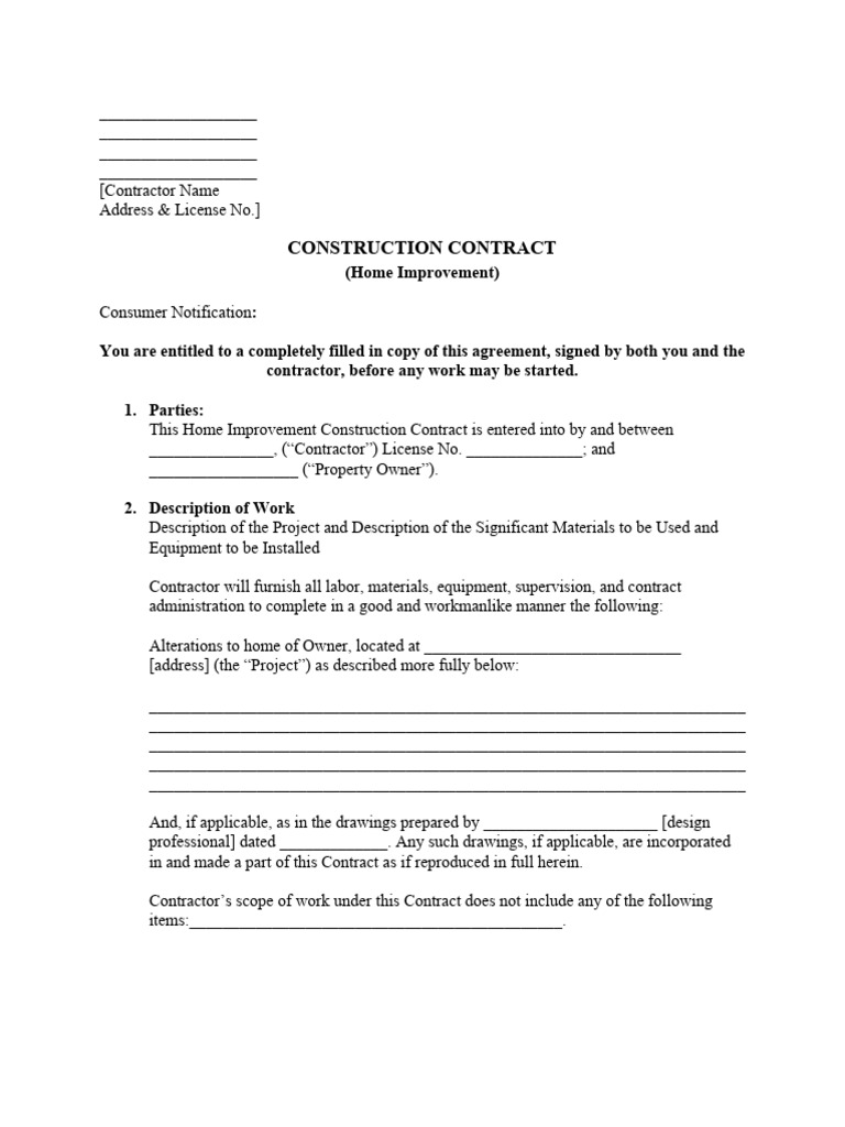 Official Contract - CA Home Improvement | PDF
