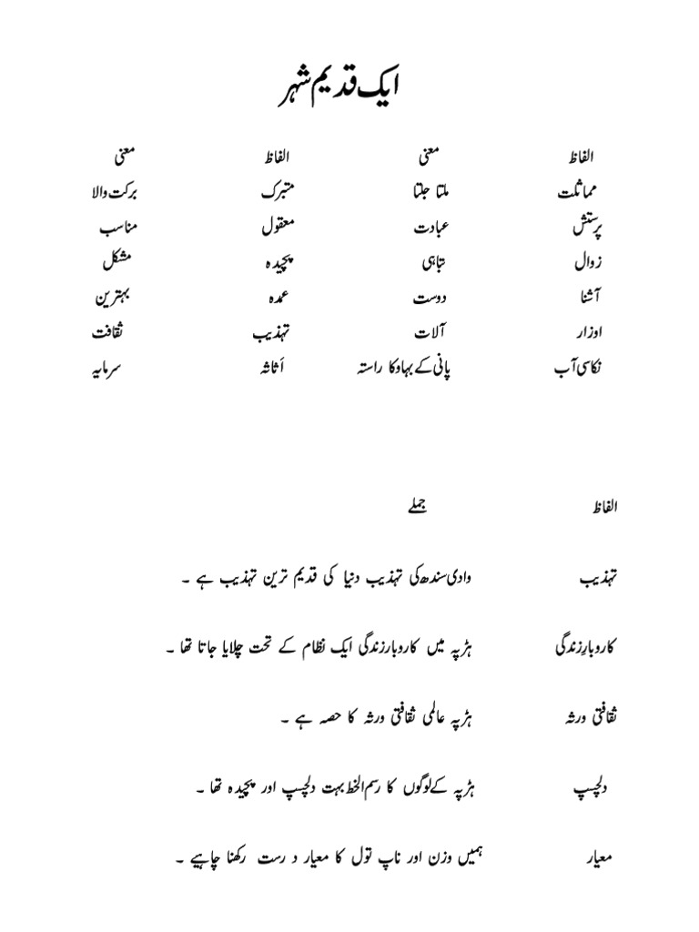 Class 5 Aik Qadeem Sher | PDF