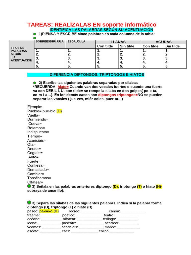 UT 1 Tarea de ORTOGRAFÍA | PDF