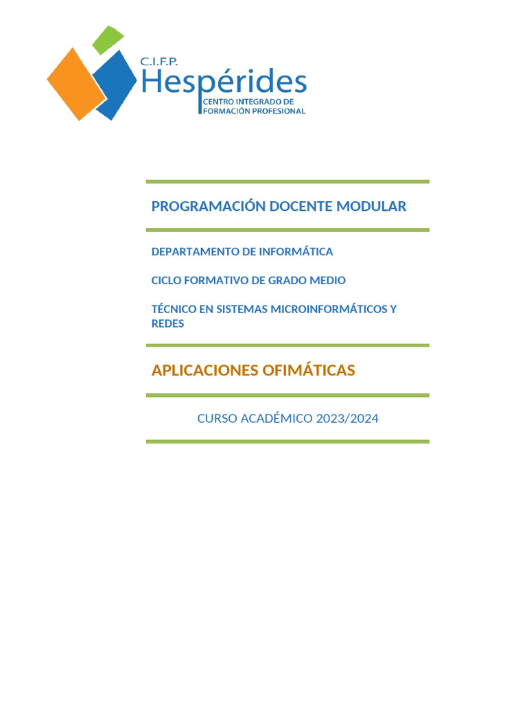 Aplicaciones Ofimáticas 23-24 | PDF | Software de la aplicacion | Evaluación