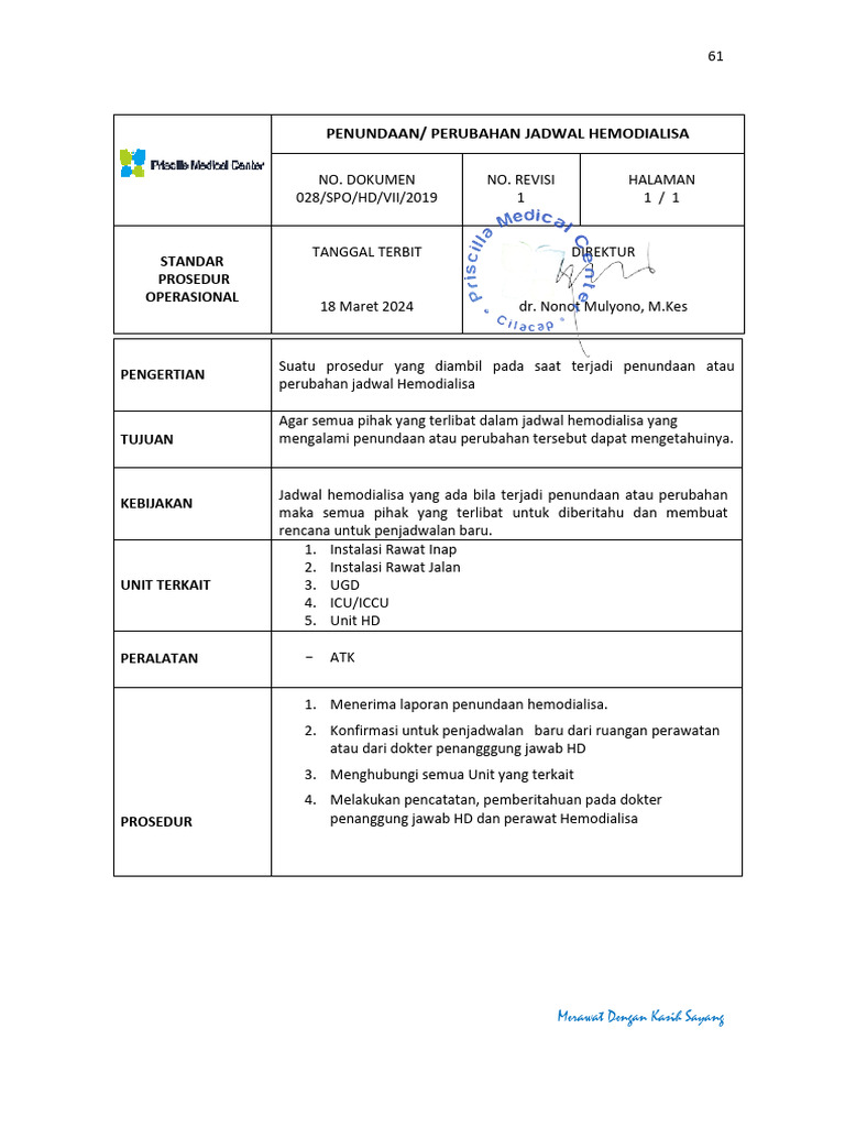 028 SPO Penundaan Pasien HD | PDF