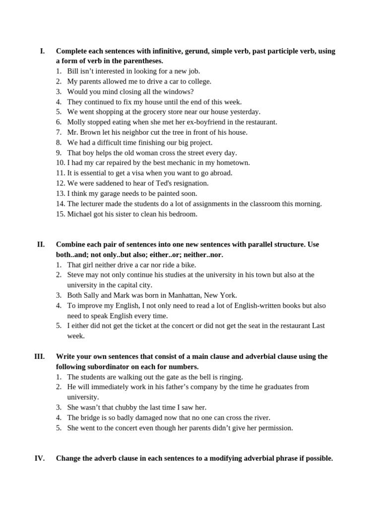 Complete Each Sentences With Infinitive | PDF | Verb | Wellness