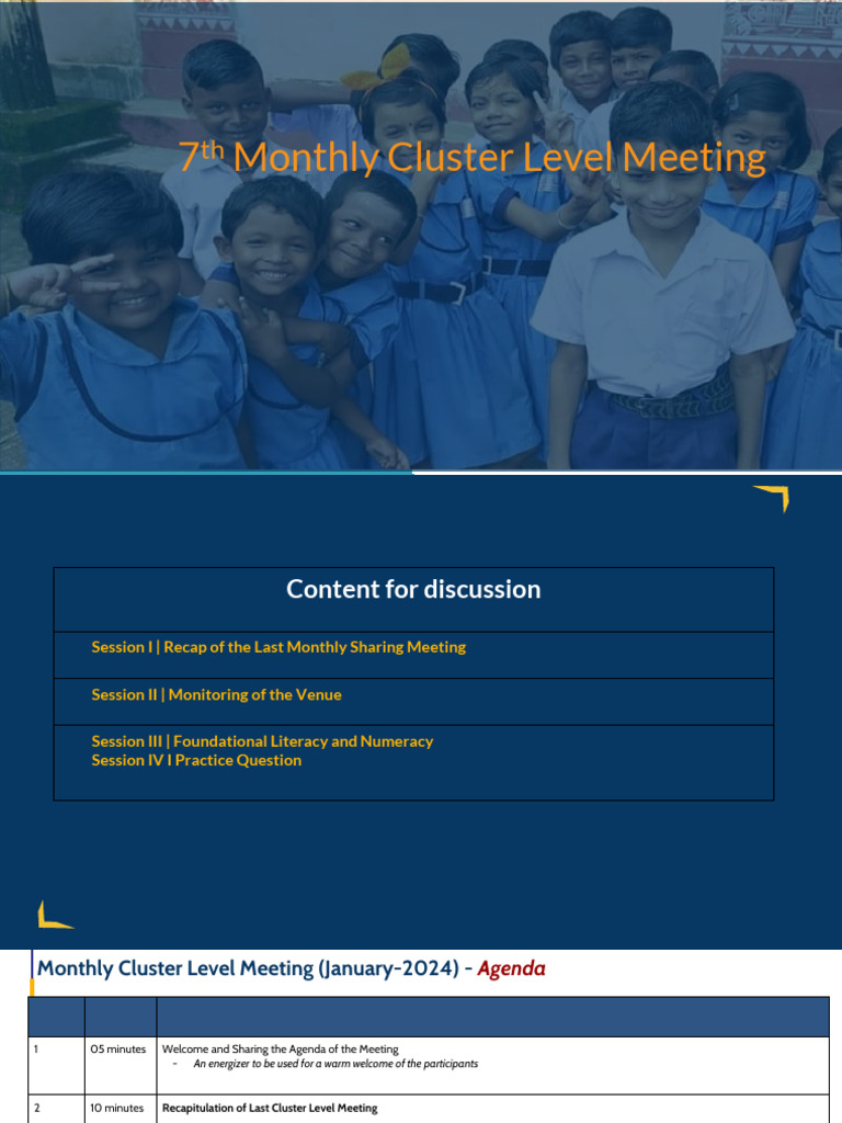 7th Cluster Meeting - PPT - 11th Jan 2024 - Revised 3 - 1.51 - PDF ...