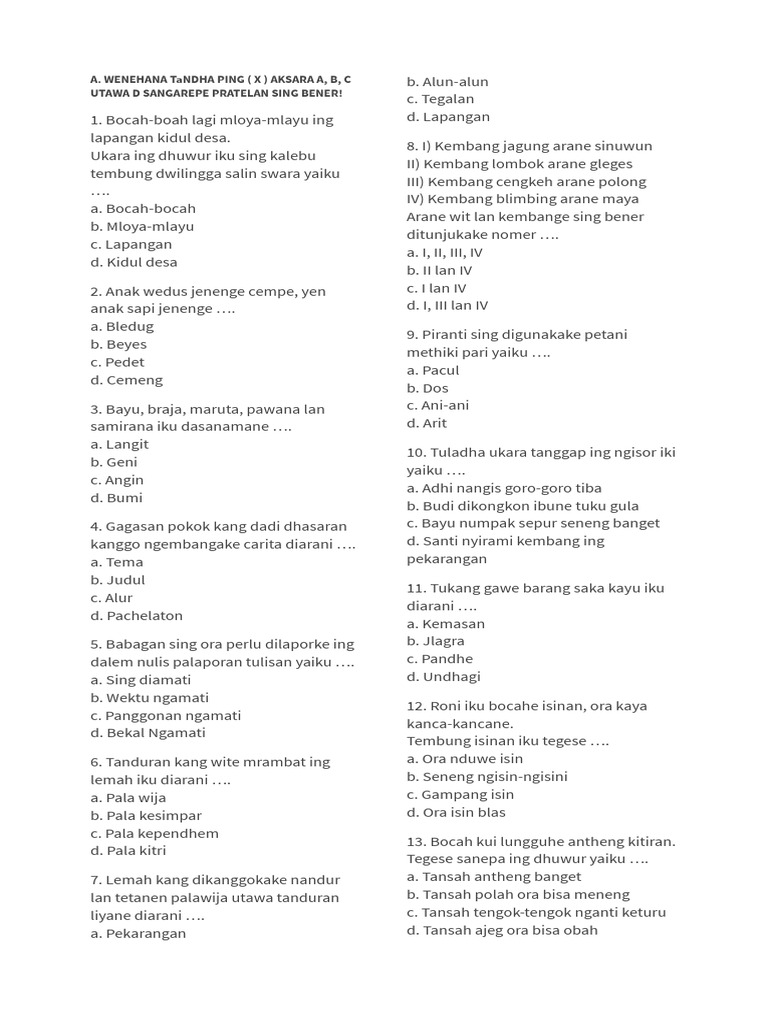 Bahasa Jawa Kelas 6 | PDF