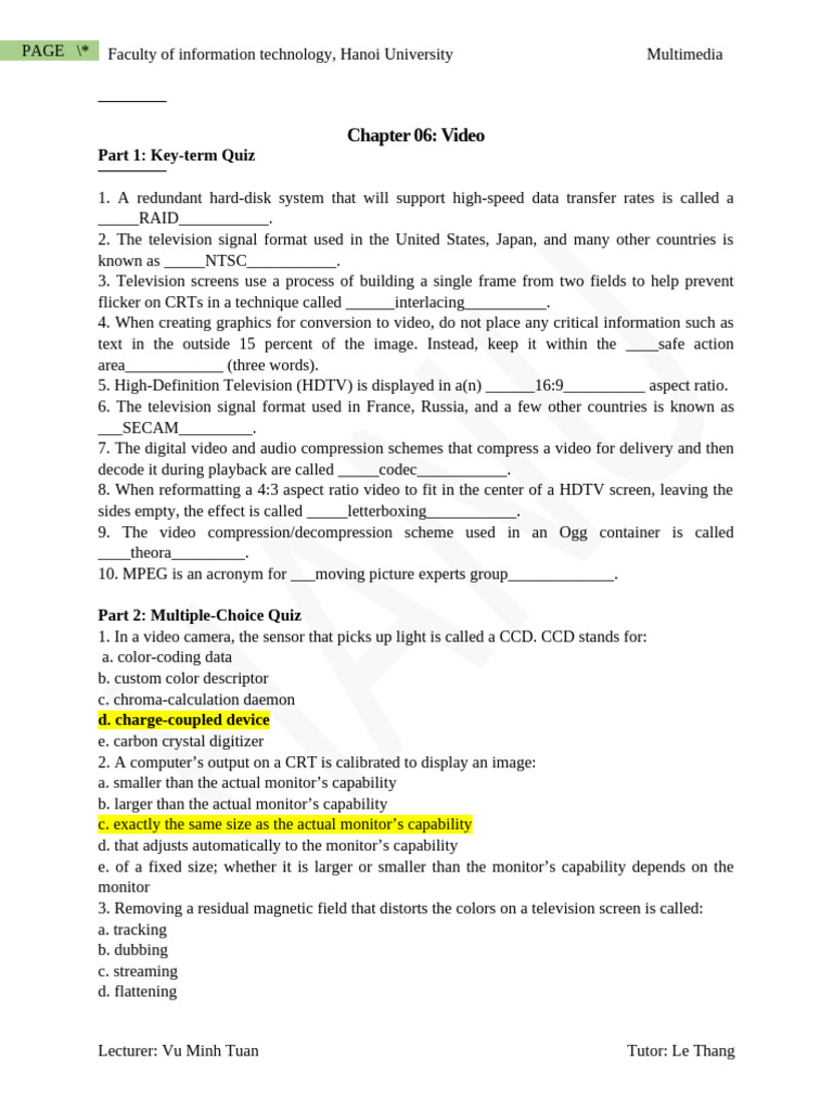 Week7 Tut06 | PDF | Video | Computer Monitor