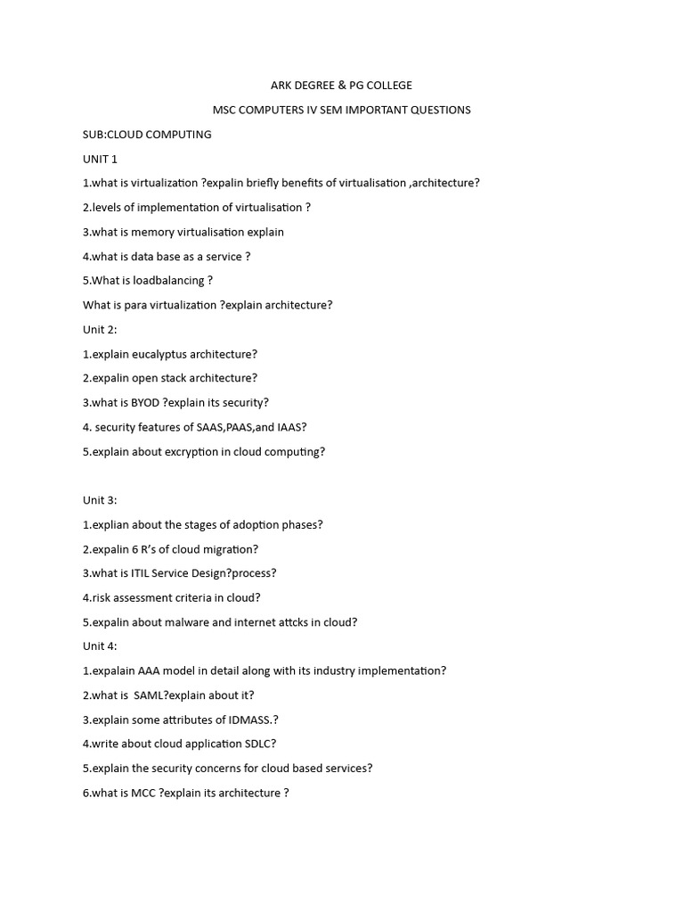 MSC 4 Sem Important Questions | PDF