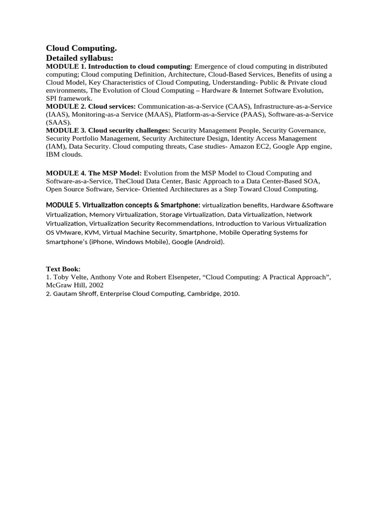 Cloud Computing syllabus | PDF Cloud Computing syllabus | PDF