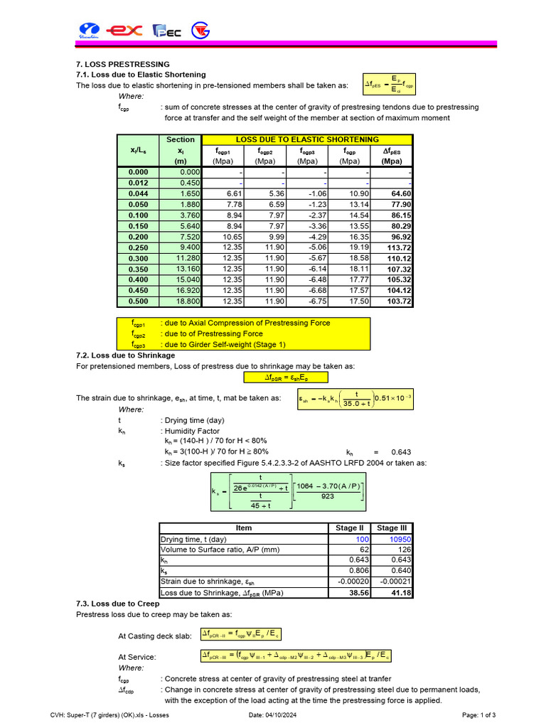 Prestress Loss Analysis Guide | PDF | Prestressed Concrete | Science ...