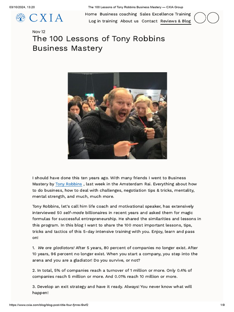 Lessons of Tony Robbins Business Mastery | PDF | Business Economics ...