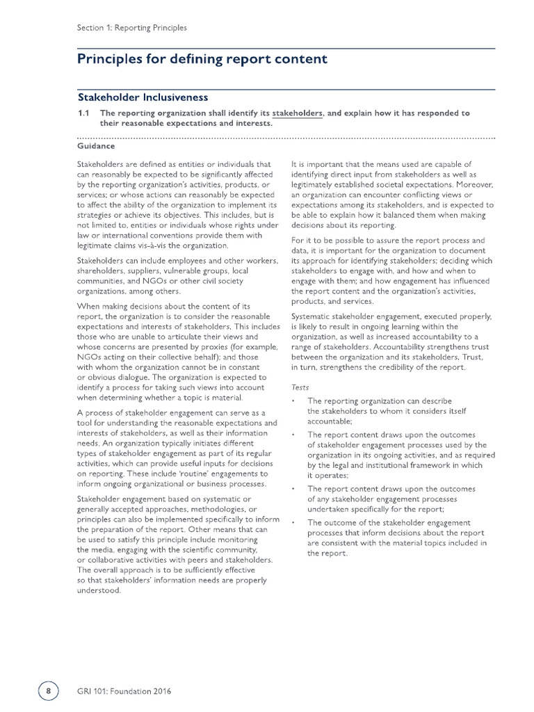 GRI - Stakeholders Materiality | PDF