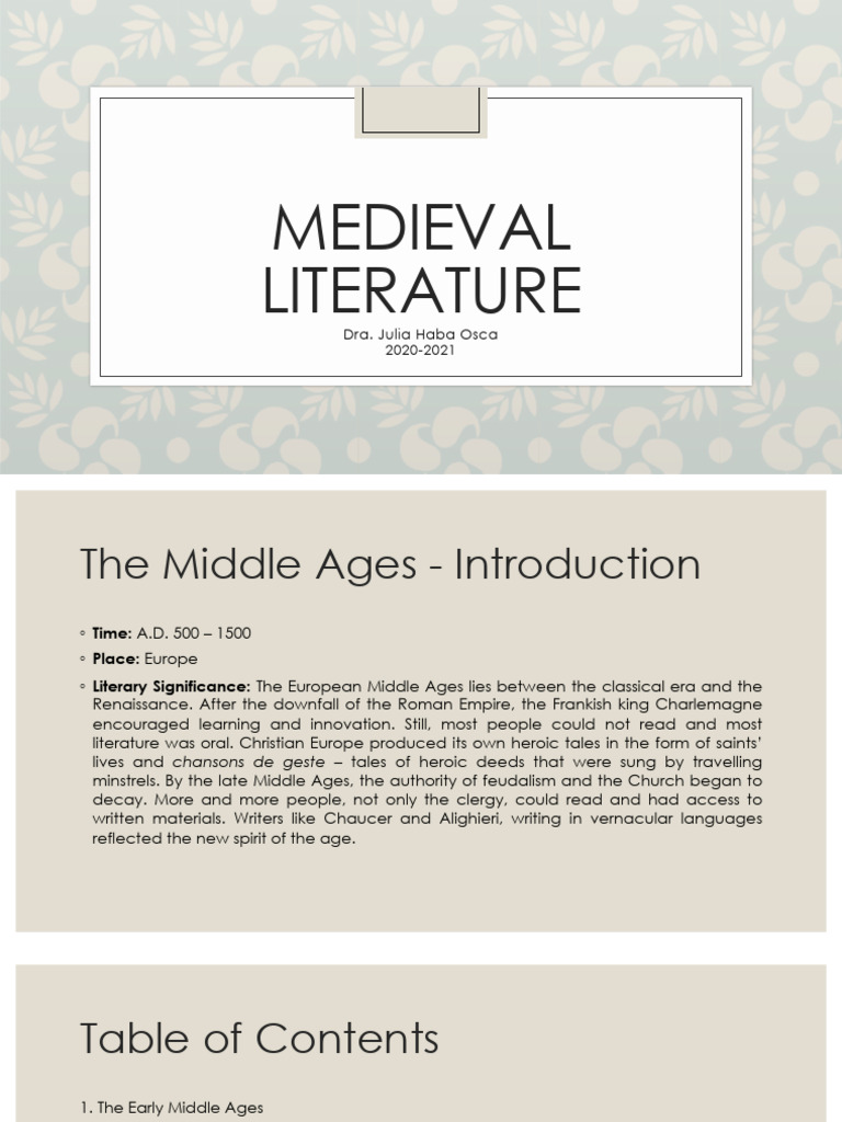 Unit 3. Medieval Literature | PDF