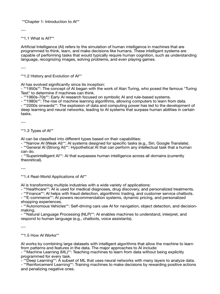 Chapter 1 Introduction To AI | PDF