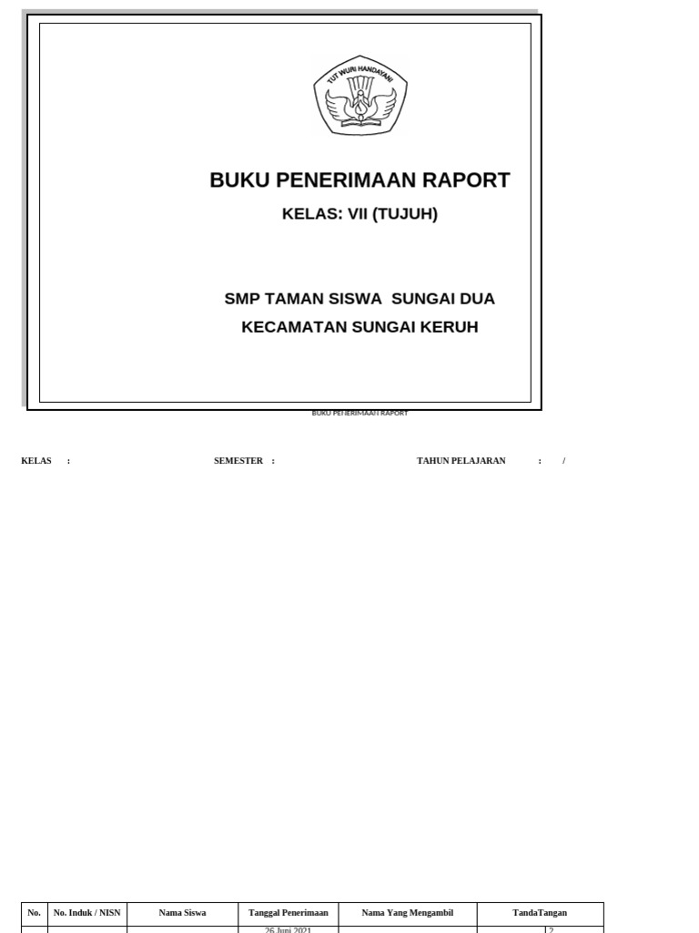 02 Buku Penerimaan Raport | PDF