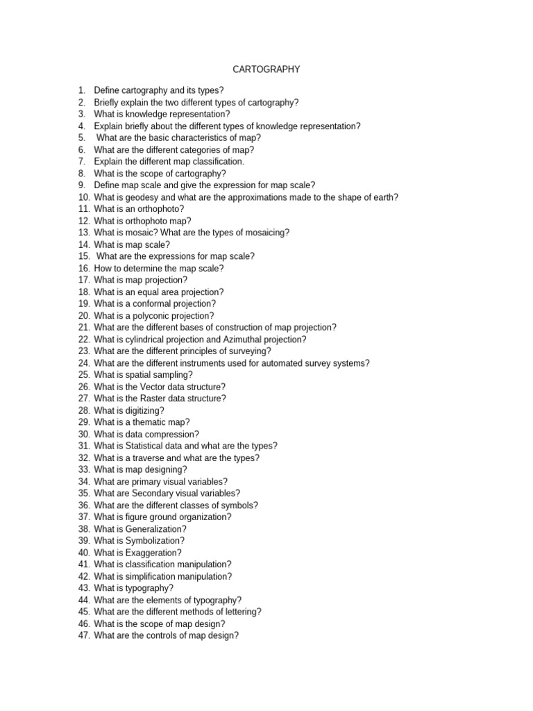Cartography Question bank | PDF