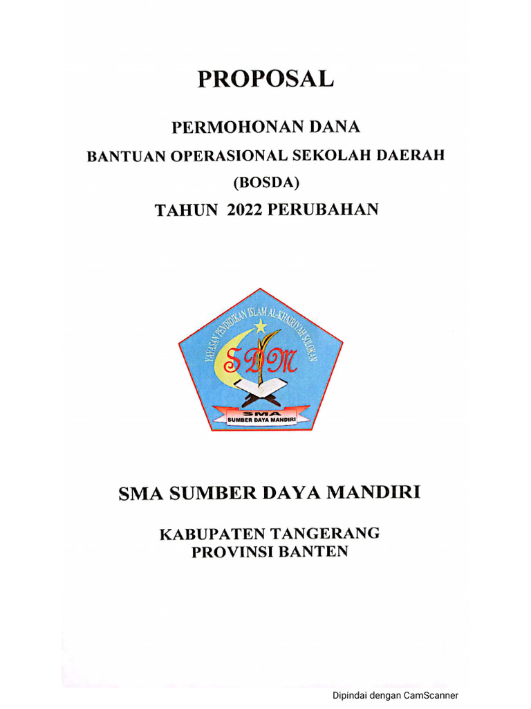 Proposal BOSDA SMA Sumber Daya Mandiri 2022 Perubahan | PDF