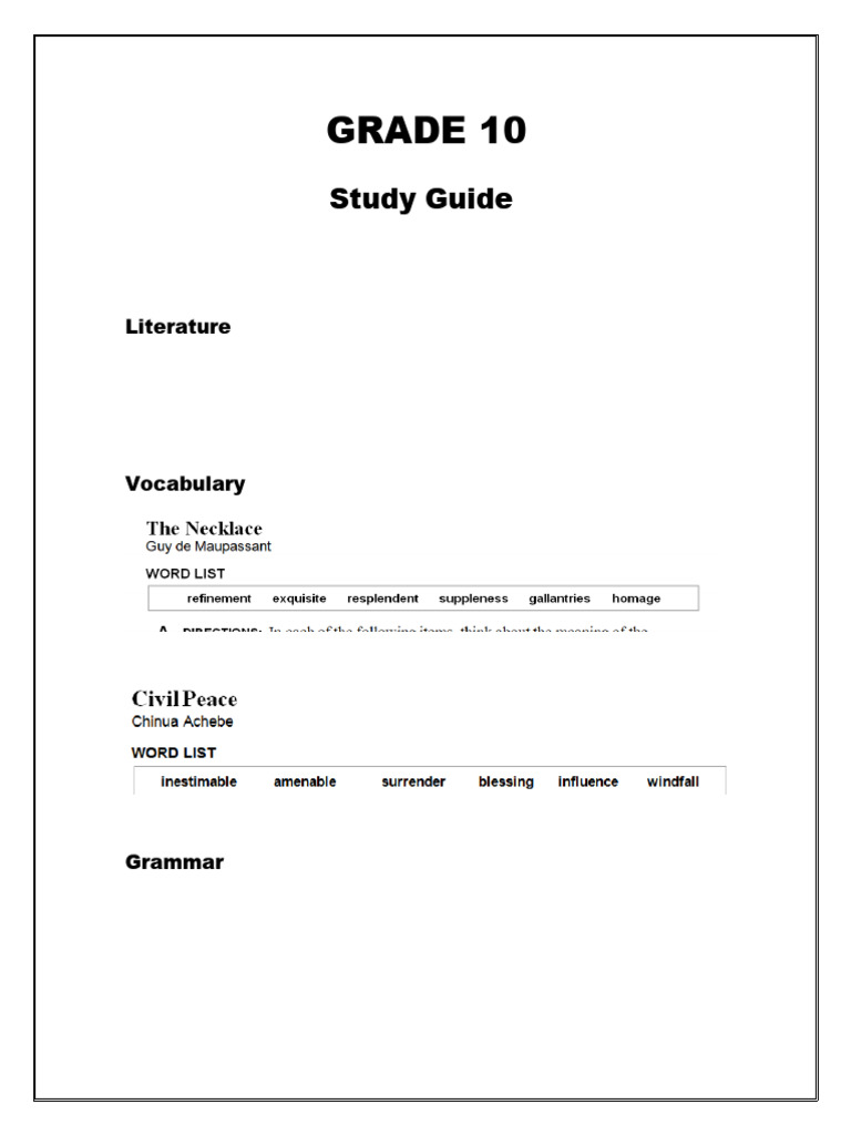 GRADE 10 Study Guide | PDF
