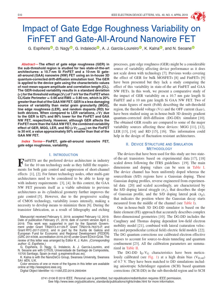 Impact of Gate Edge Roughness Variability On FinFET and Gate-All-Around ...