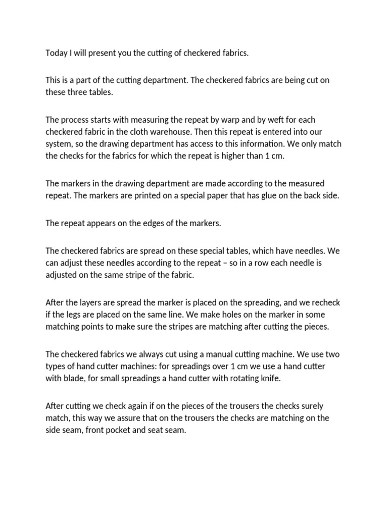 Cutting Check Fabrics | PDF