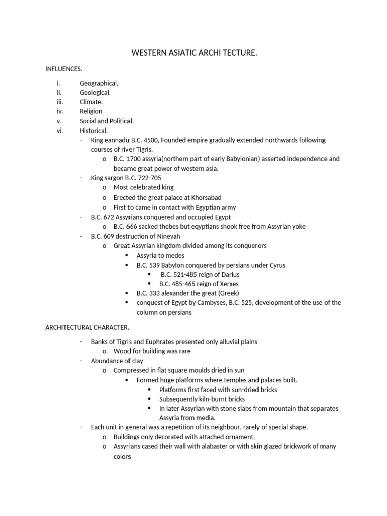 WESTERN ASIATIC ARCHI TECTURE (AutoRecovered) | PDF