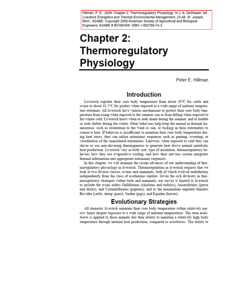 Chapter 2 Thermoregulatory Physiology | PDF