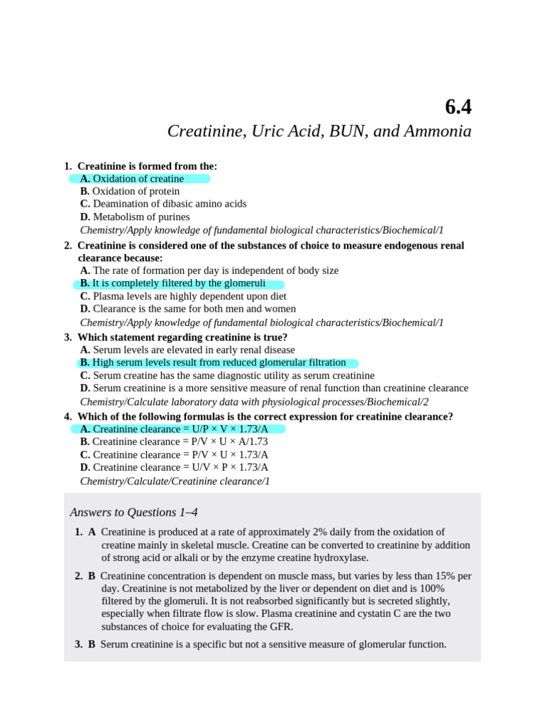 Harr 5th Edition MTAP 2 - Chapter 6.4 - Clinical Chemistry Evaluative Exam | PDF