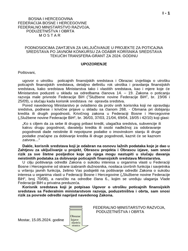 2.-Izjava-o-realizaciji-projekta-I-1-7 | PDF