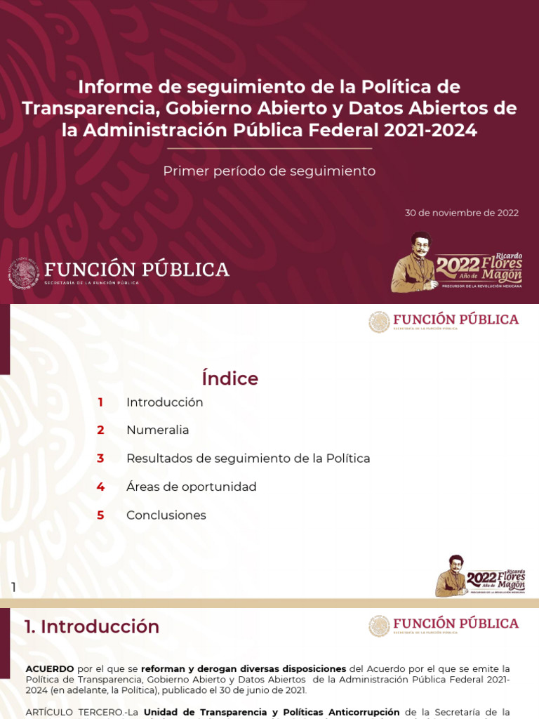 Informe de Seguimiento de La Pol Tica de Transparencia Gobierno Abierto y Datos Abiertos de La ...