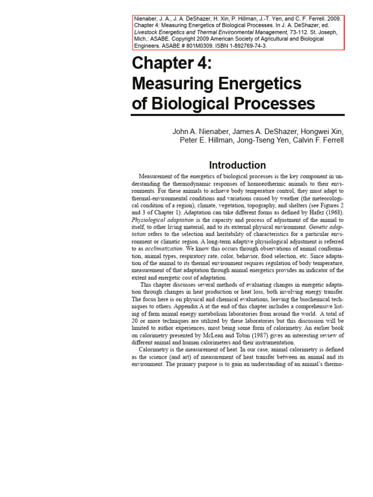 Chapter 4 Measuring Energetics of Biological Processes | PDF