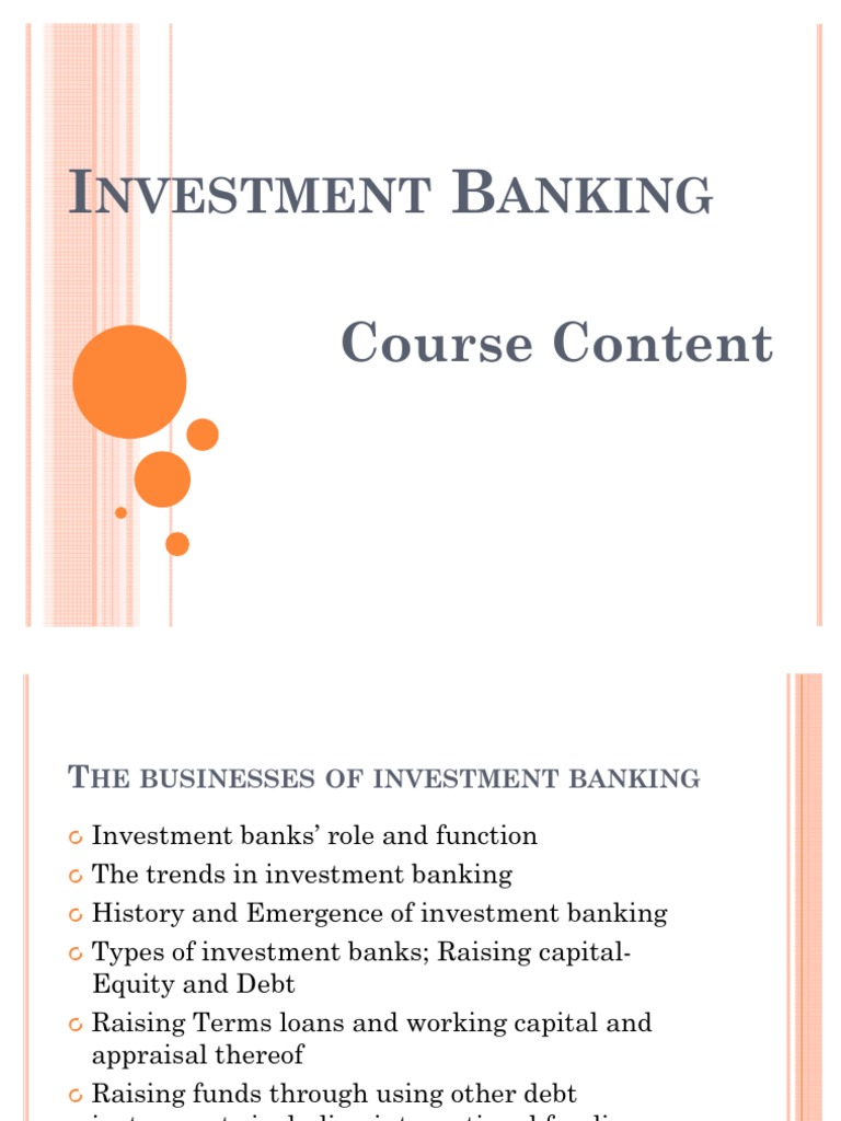 Investment Banking Introduction | PDF