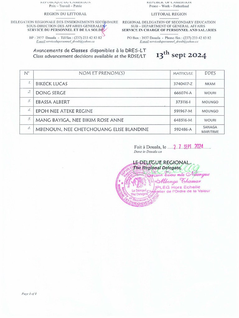 Avancements D'échelons-Classes Sept 2024 DRES-LT | PDF