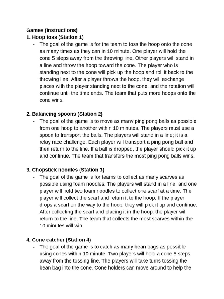 Sports Day Instructions | PDF